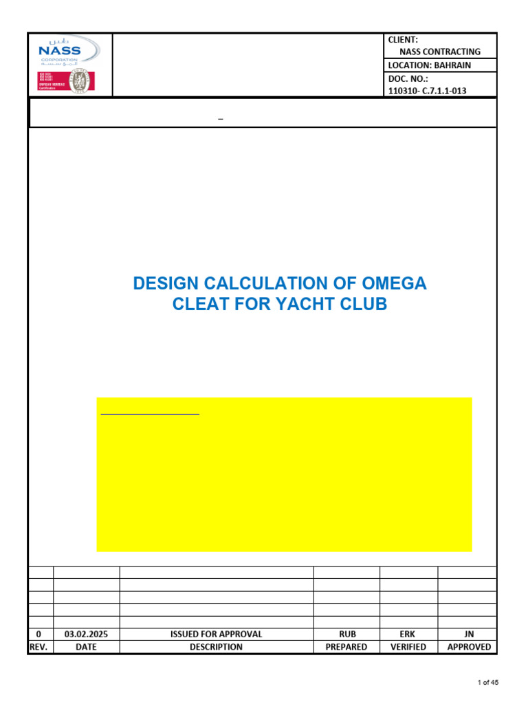 110310-C.7.1.1-013 - R0 - Omega Cleat Design Calculation | PDF ...