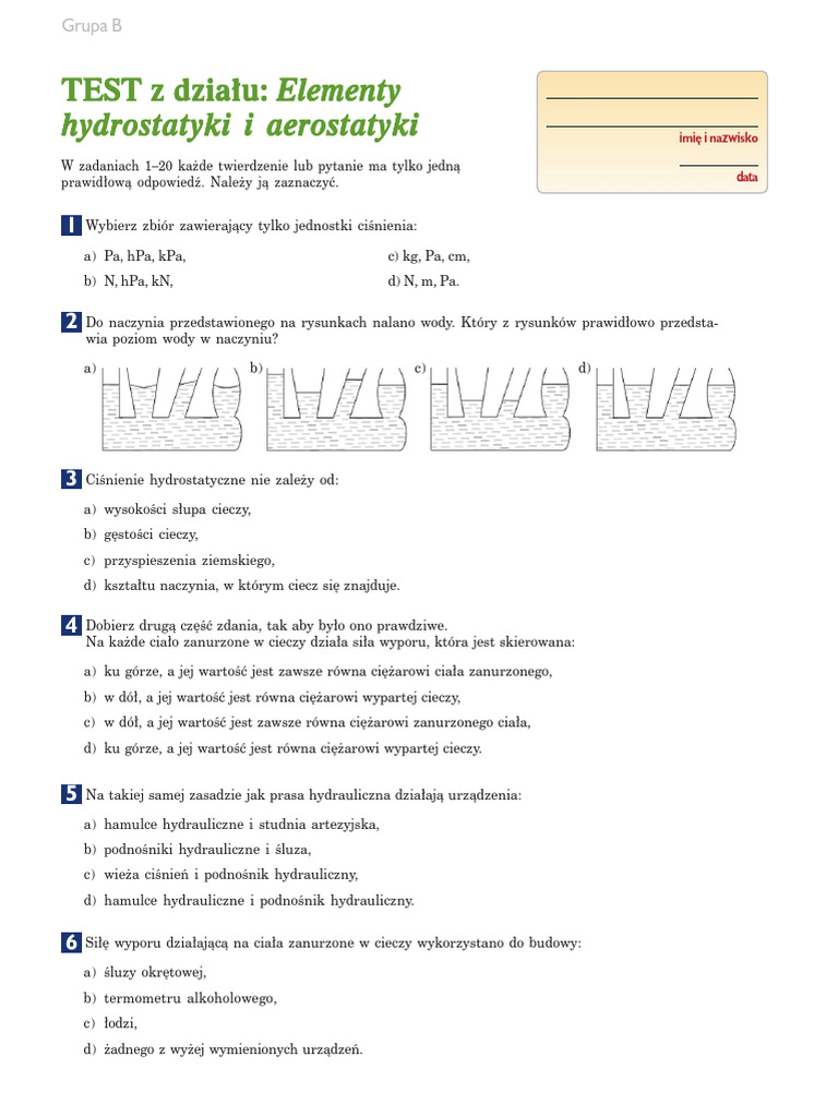 Elementy Hydrostatyki I Aerostatyki B | PDF