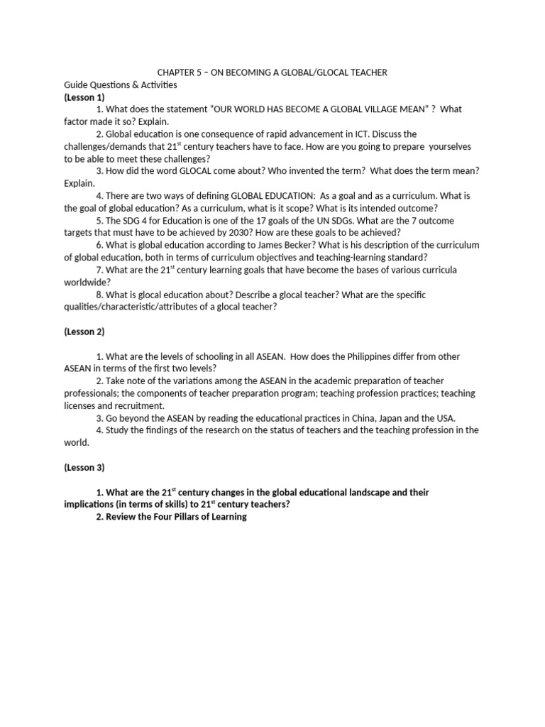 CHAPTER 5 Guide Questions and Activities | PDF