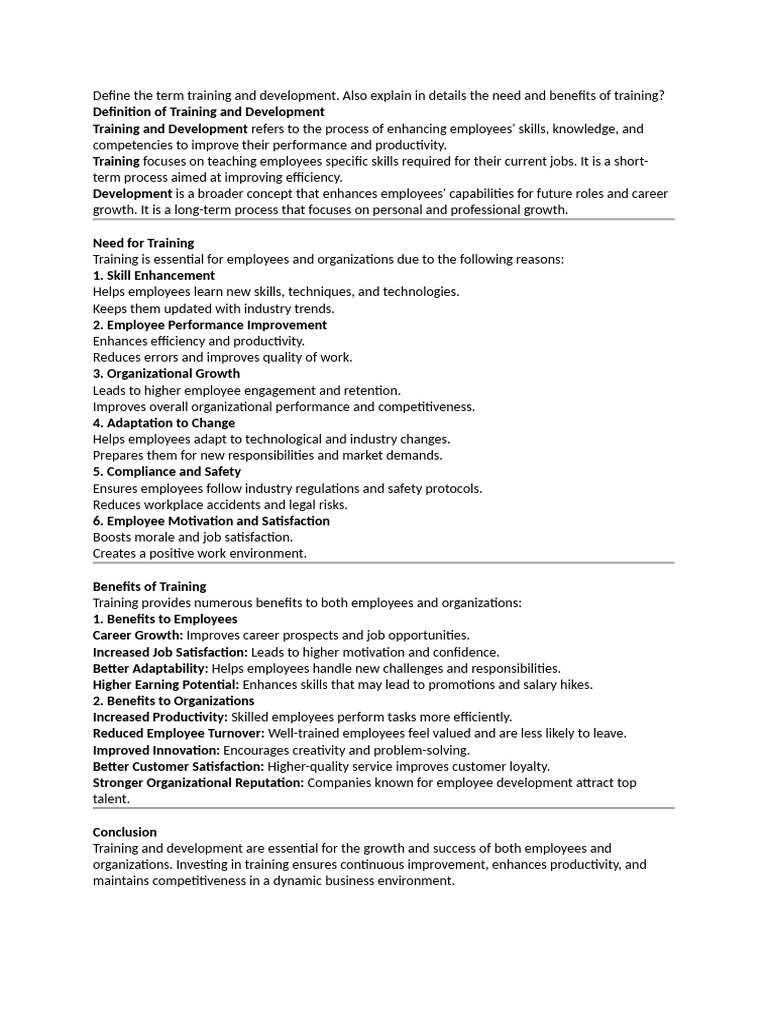 Training and Development Assi 1 | PDF | Employment | Performance Appraisal