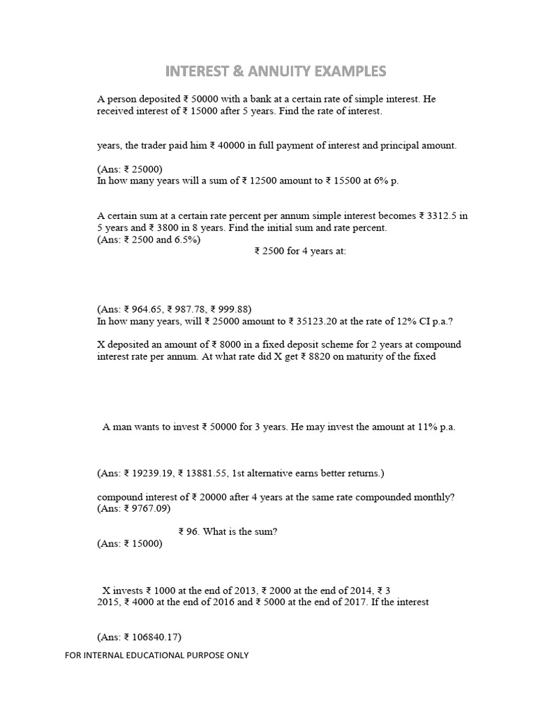 Interest and Annuity Questions | PDF | Interest | Compound Interest