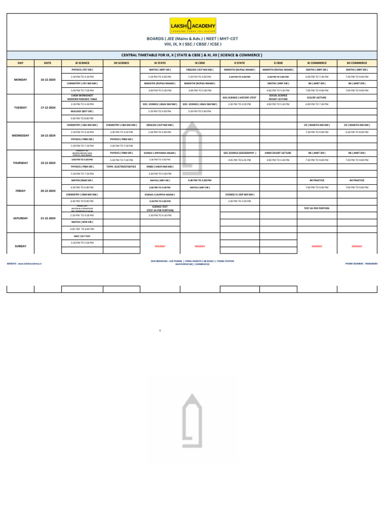 Regal Plaza Central Timetable | PDF | Physical Sciences | Natural Sciences