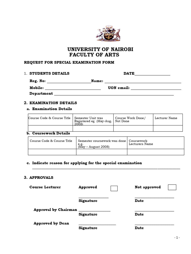 Request For Special Examination Form | PDF