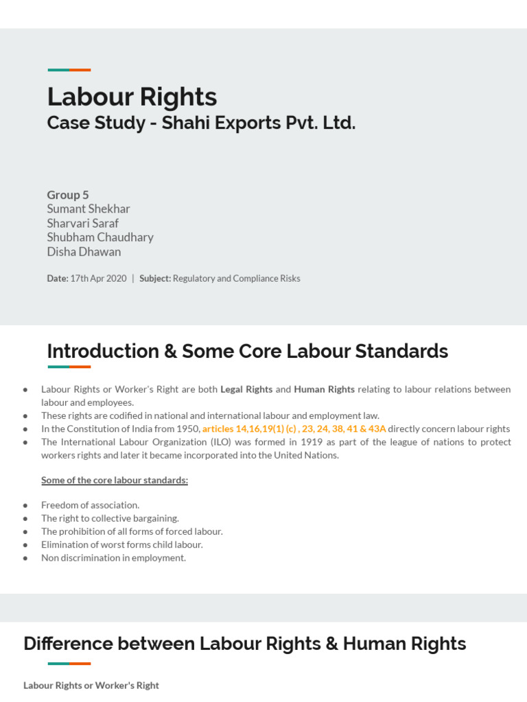 Labour Rights Case Study: Shahi Exports | PDF | Labor Rights | Labour Law