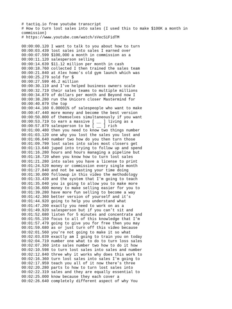 Tactiq Free Transcript sVecSiFidTM | PDF | Sales