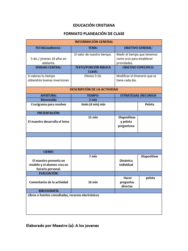 Planeación de Clase | PDF