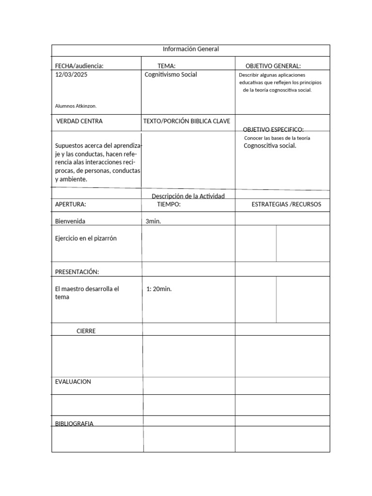 Planeacion de Clases | PDF