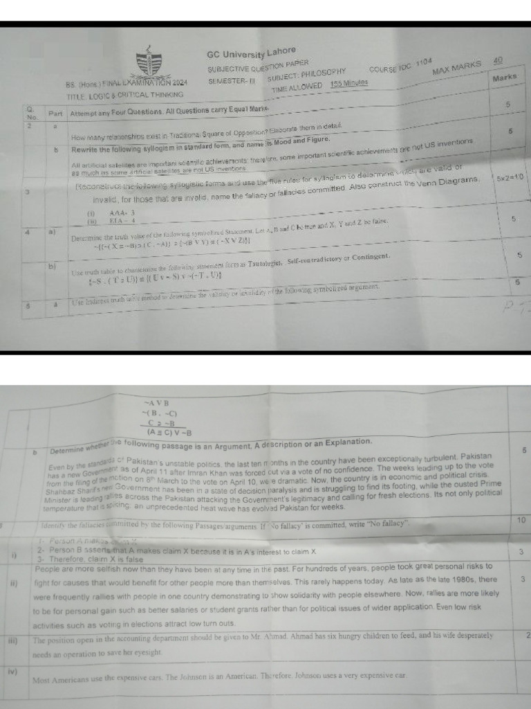 GCU Past Papers | PDF