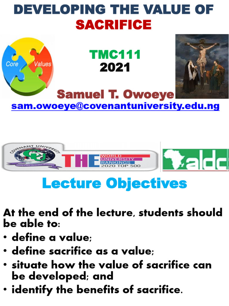 Core Value of Sacrifice - TMC111-2021 | PDF | Sacrifice