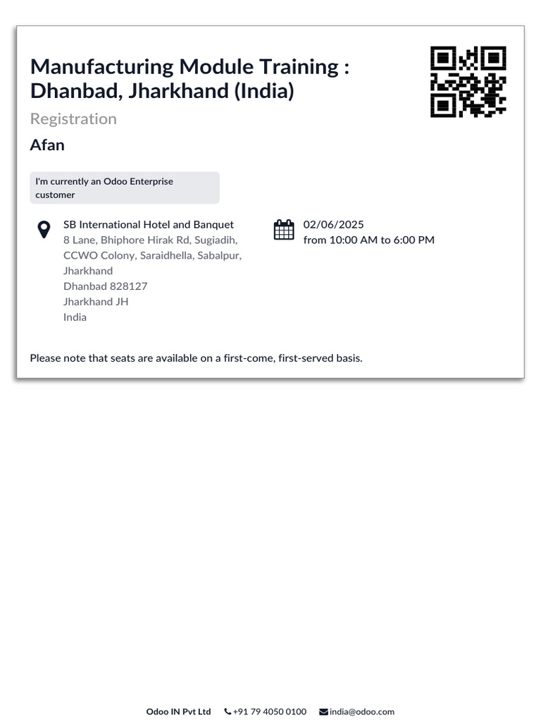Tickets - Manufacturing Module Training - Dhanbad, Jharkhand (India ...