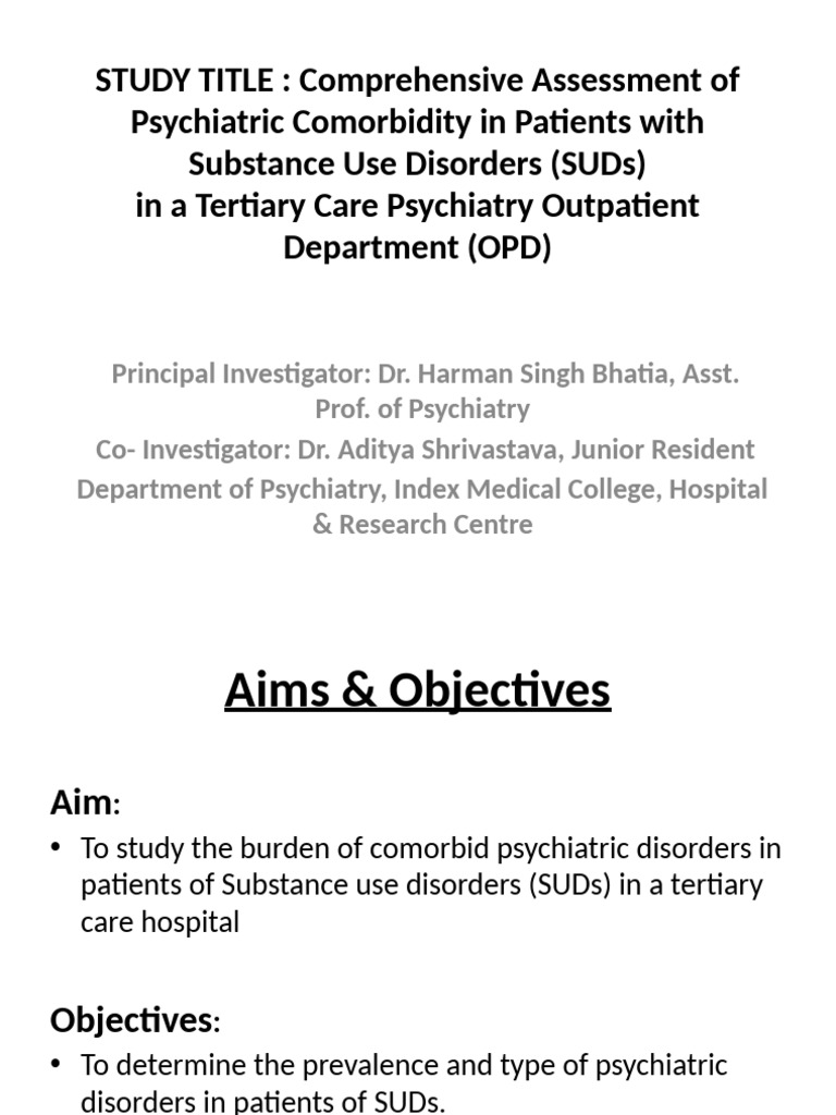 Psychiatric Comorbidity in SUD Patients | PDF | Psychiatry | Mental ...