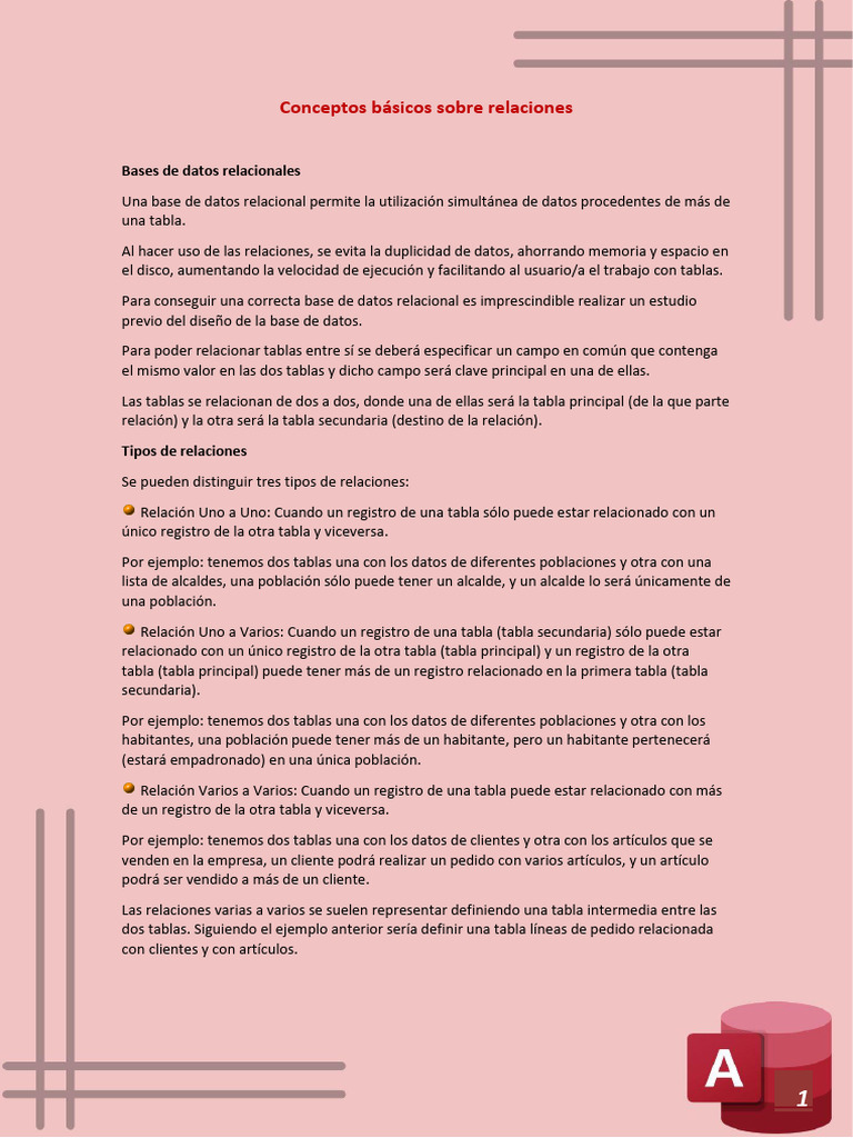CONCEPTOS BASICOS SOBRE RELACIONES | PDF