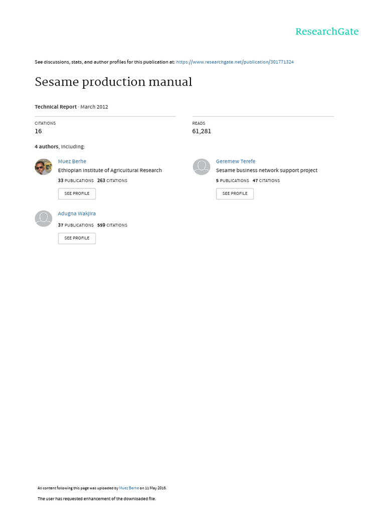 Sesame Production Manual | PDF | Sesame | Flowers