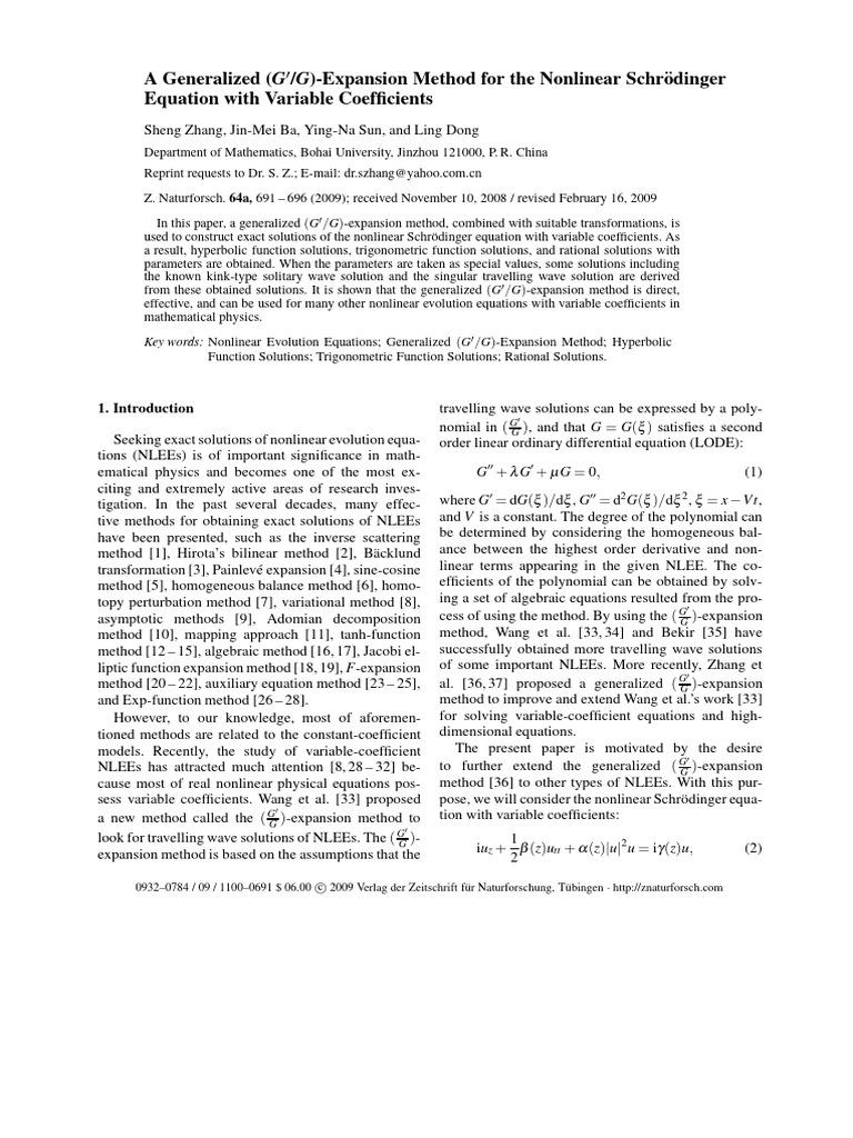 A Generalized GG-Expansion Method For The Nonline | PDF | Nonlinear ...