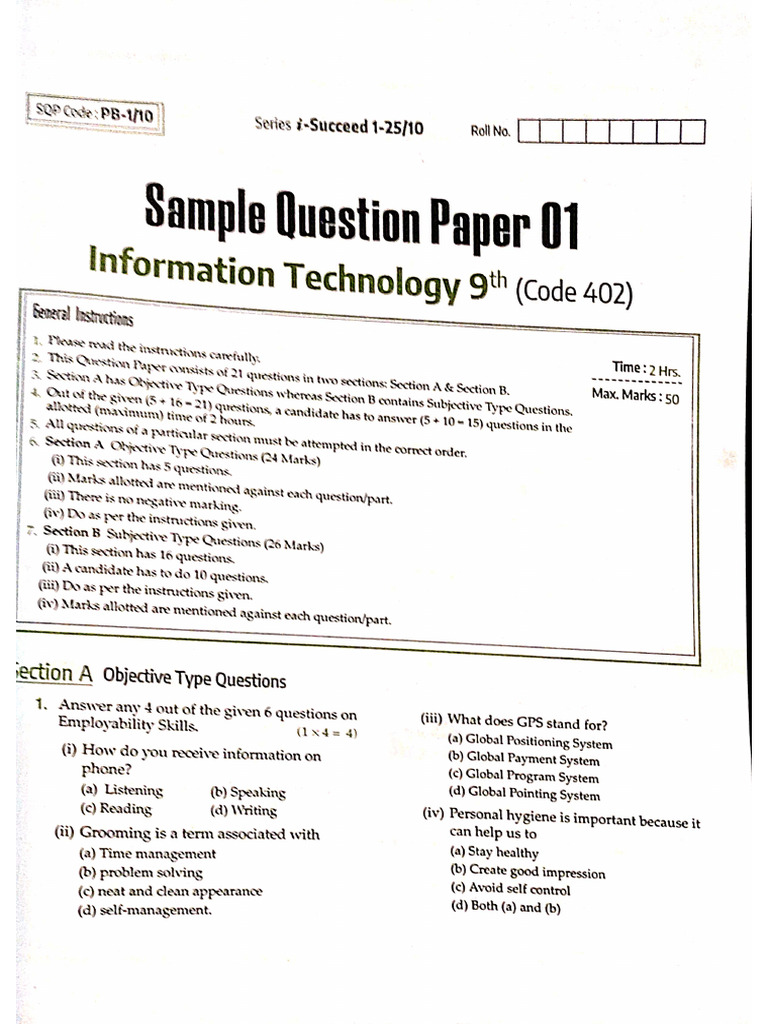 Sample Paper 1 | PDF