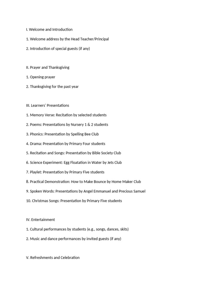 Program Order for School Celebration | PDF