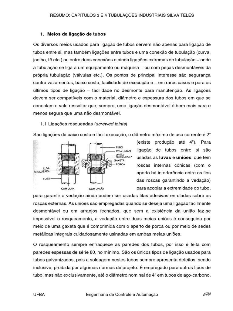 Resumo Tubulacoes Industriais Cap 3 e 4 | PDF | Válvula | Parafuso
