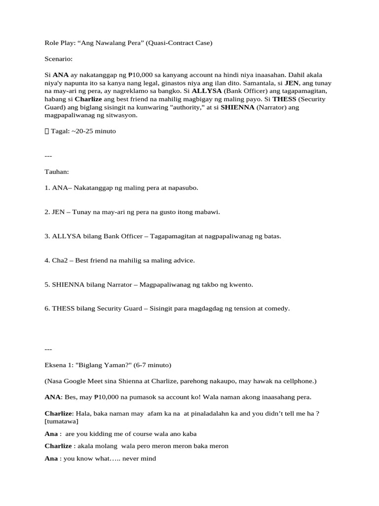 OBlicon Roleplay Quasi Contract | PDF