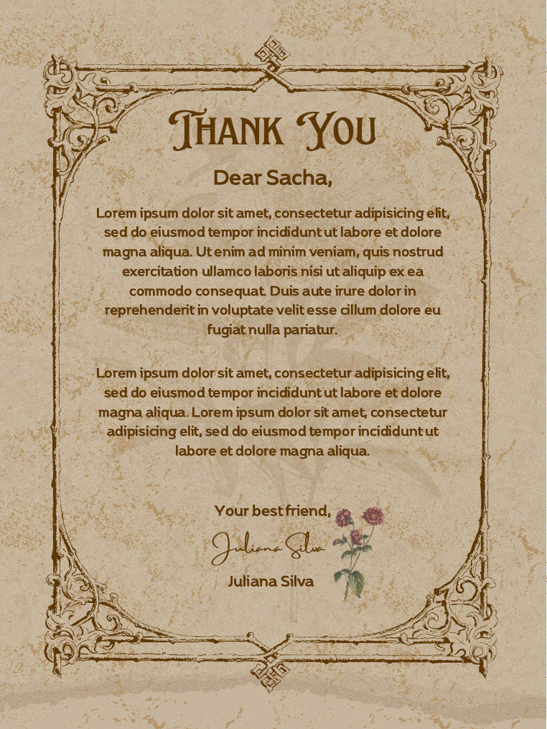 Brown Vintage Old Paper Thank You Letter A4 | PDF