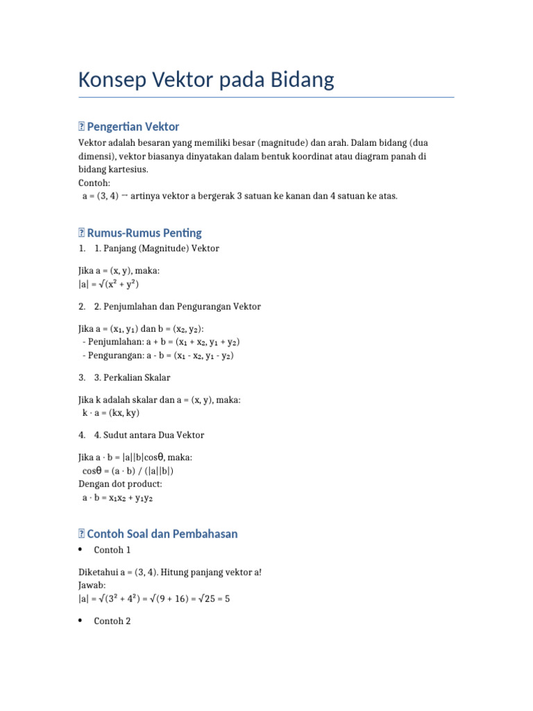 Konsep dan Rumus Vektor Bidang | PDF