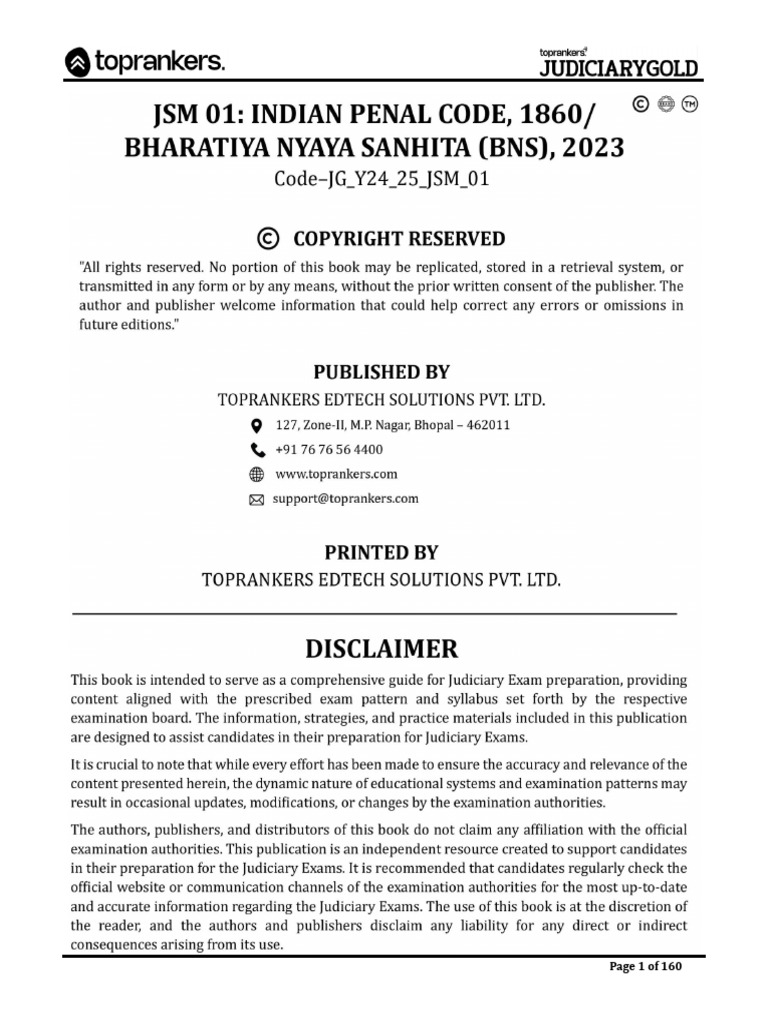 JSM 01 Bharatiya Nyaya Sanhita 2023 | PDF | Crimes | Crime & Violence