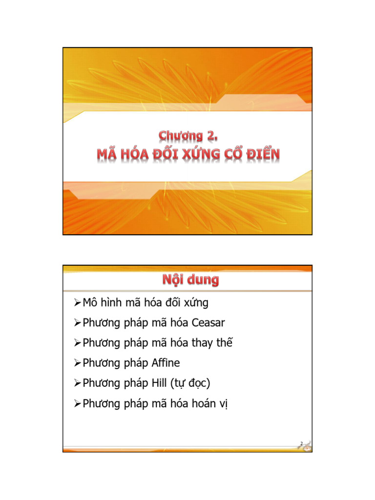 MH&UD - Chuong 2 - Ma Hoa Doi Xung Co Dien - SV | PDF