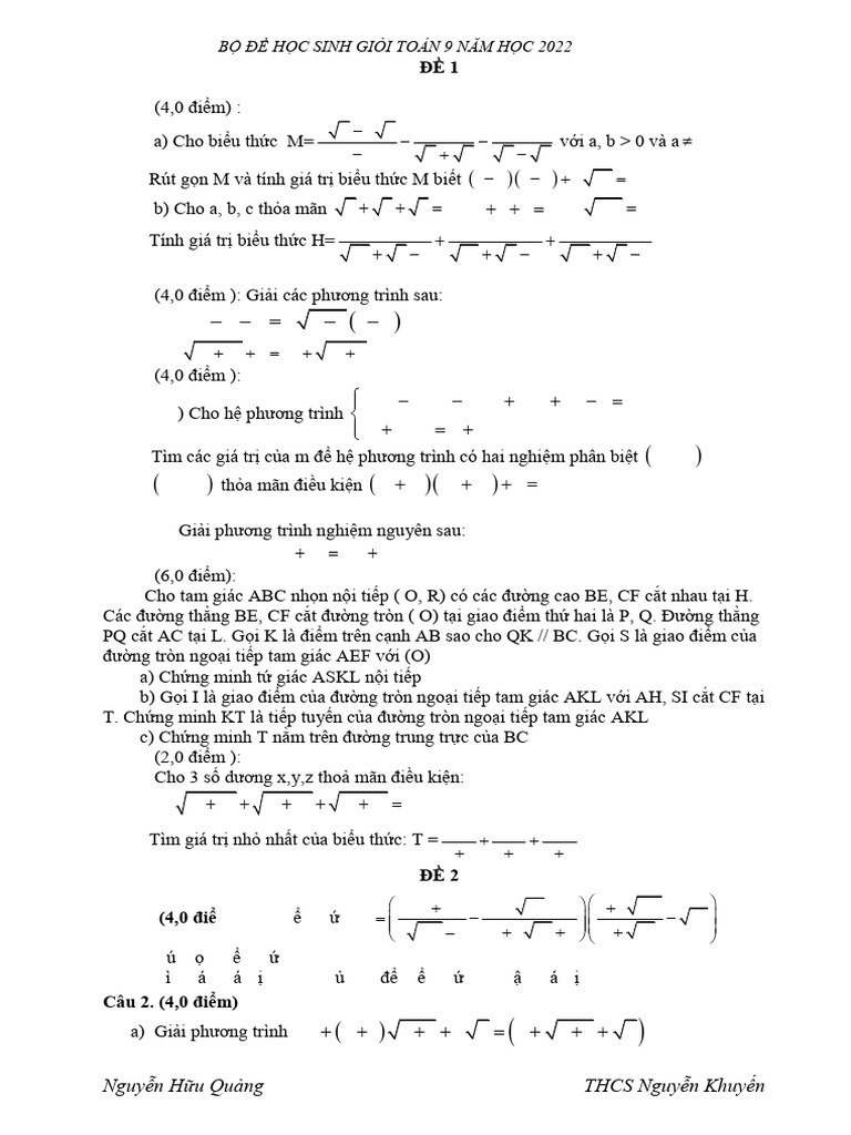 BO 20 DE HSG TOAN 9 | PDF