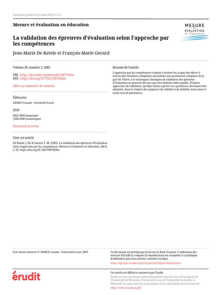 Validation des épreuves en ligne | PDF | Pédagogie | Psychométrie