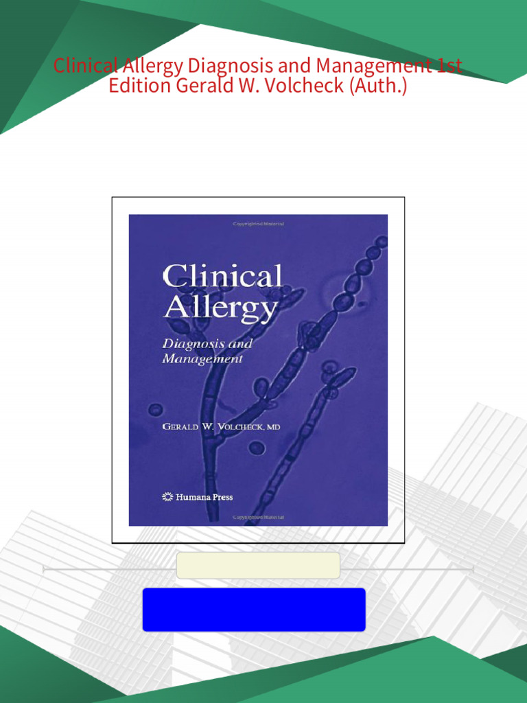 Clinical Allergy Diagnosis and Management 1st Edition Gerald W ...