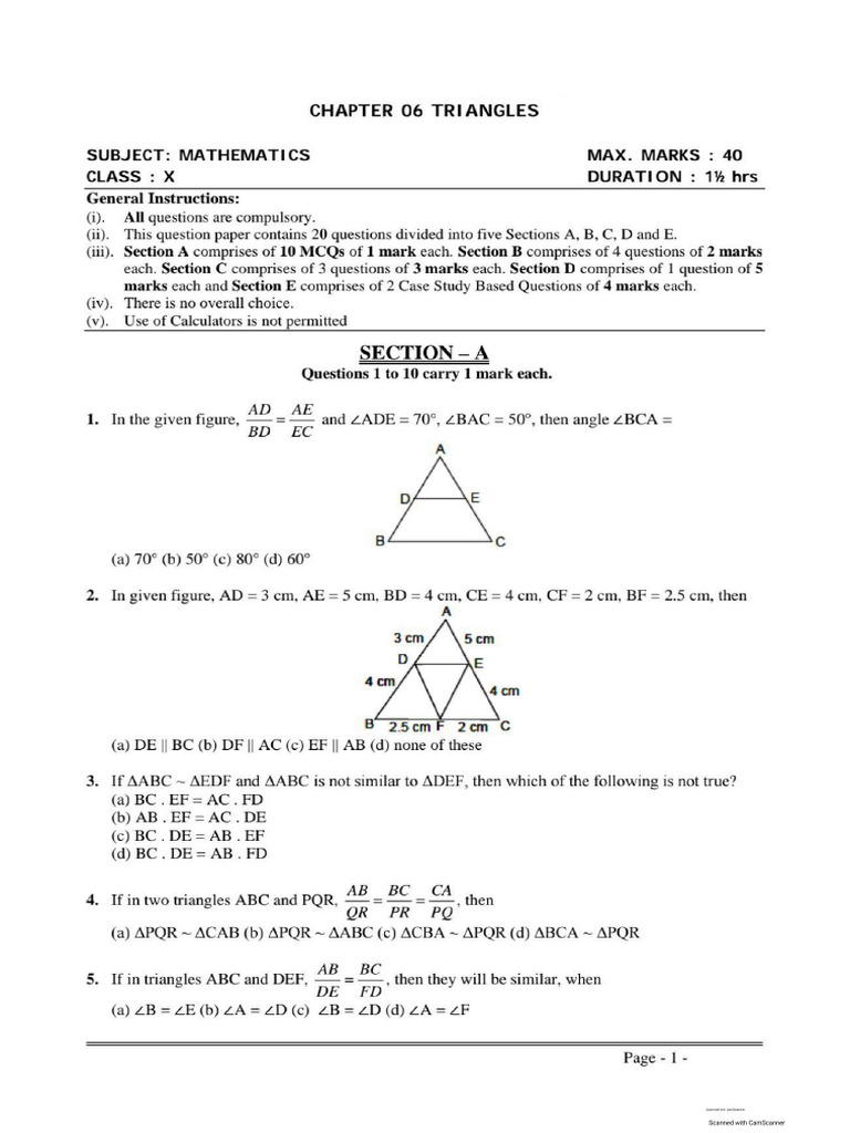 Triangles Test. | PDF