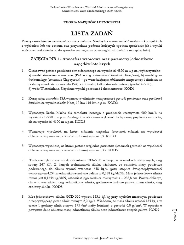 TNL-Ćwiczenia-2024-2025 | PDF