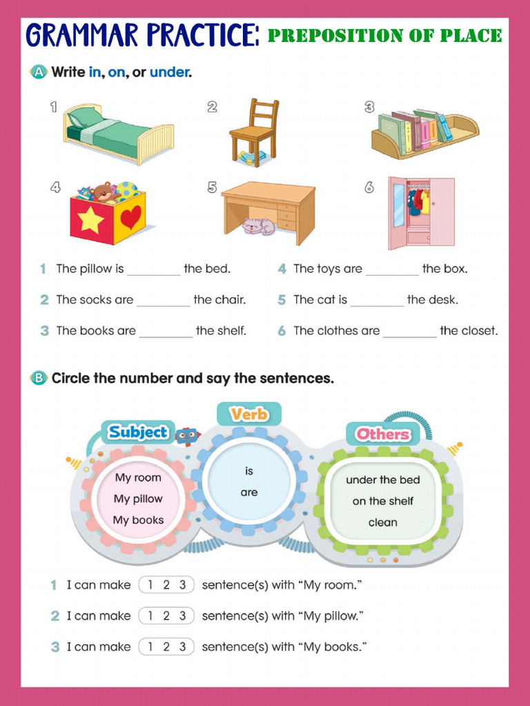 Grammar Practice - Preposition of Place | PDF