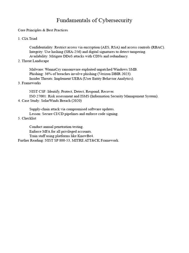 Cybersecurity Best Practices Guide | PDF