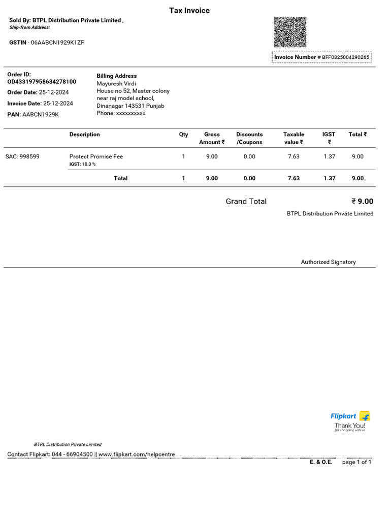 Invoice of Noise 3 Headphone | PDF
