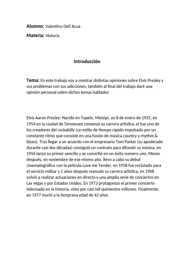 Historia Valen | PDF | Elvis Presley