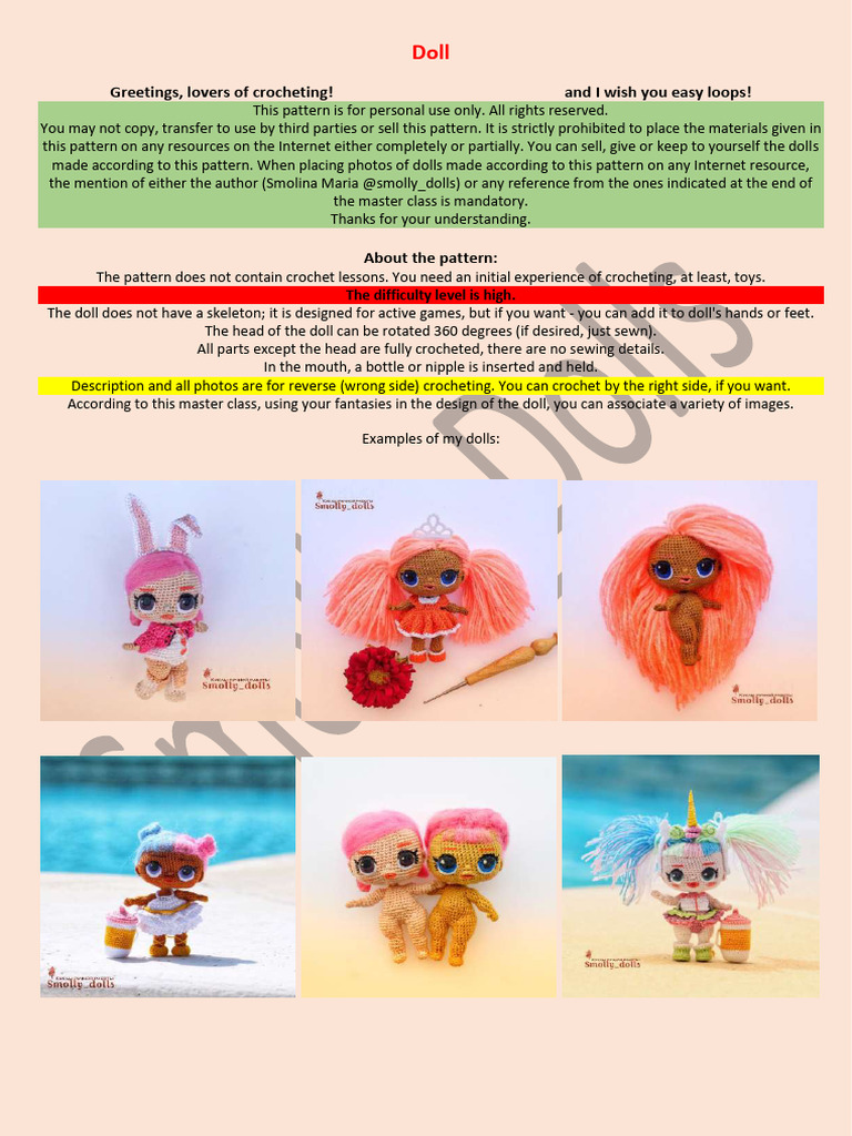 Smolly Dolls - Maria Smolina - Doll-Ilovepdf-Compressed | PDF | Yarn ...