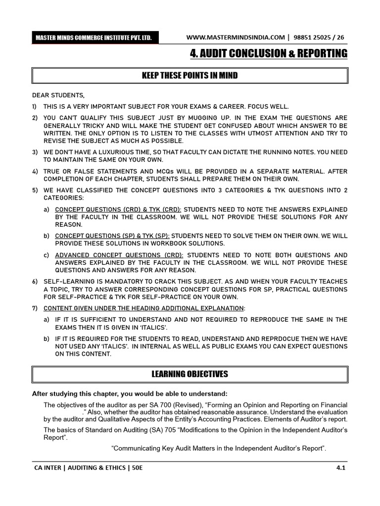 Chapter 4 Audit Conclusion & Reporting | PDF | Going Concern | Auditor ...