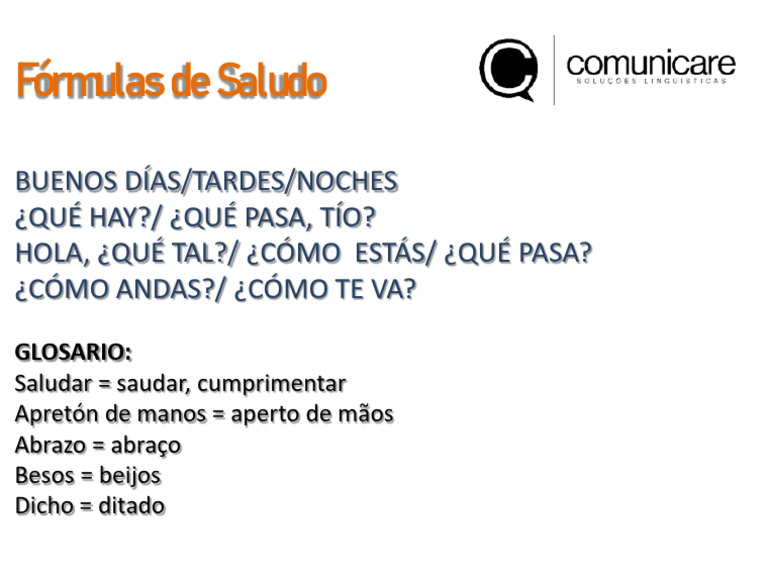Fómulas de saludo | PDF