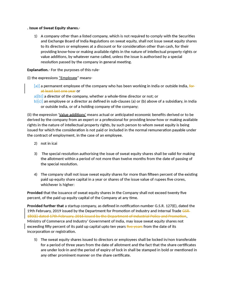 Issue of Sweat Equity Shares | PDF | Equity (Finance) | Balance Sheet