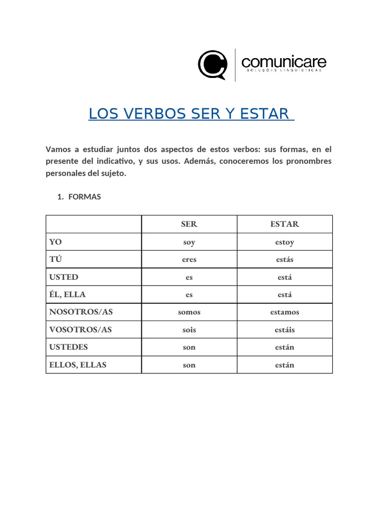 Los Verbos Ser y Estar | PDF | Verbo