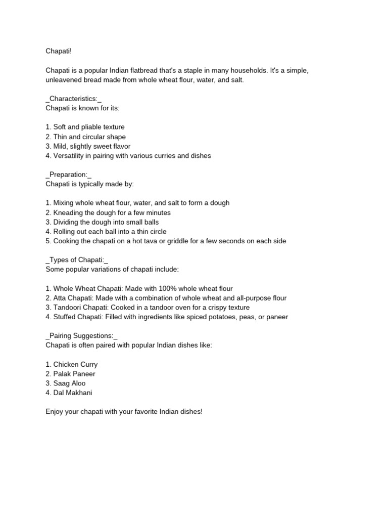 How to Make Perfect Chapati | PDF