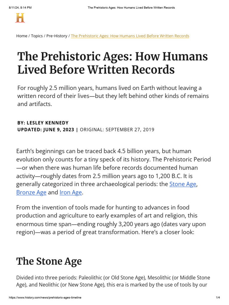1 - The Prehistoric Ages - How Humans Lived Before Written Records ...