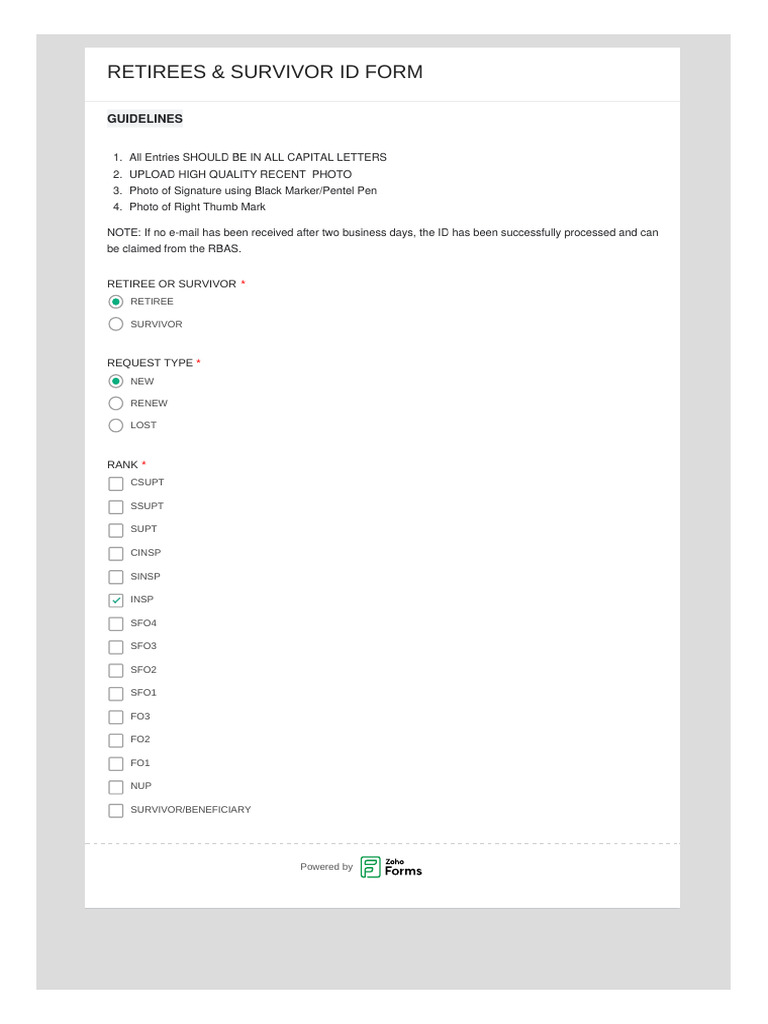 Retiree and Survivor ID Form Guide | PDF