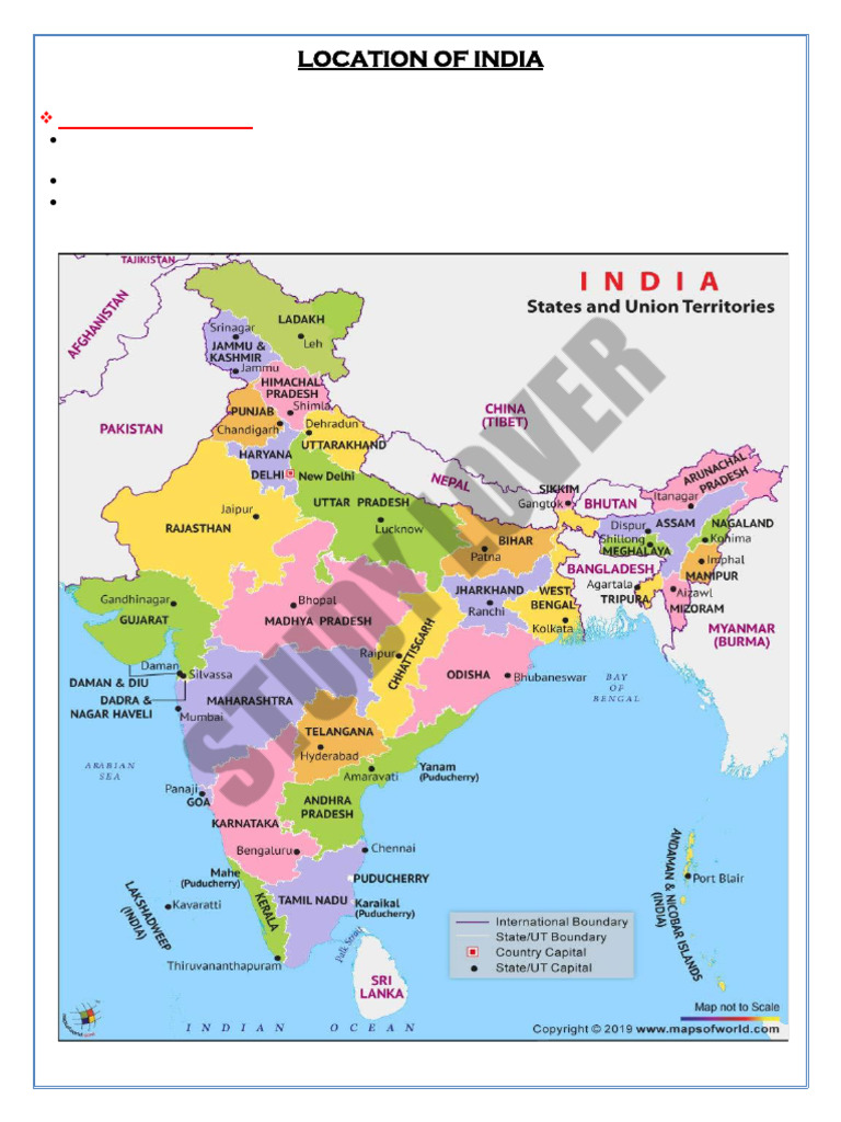 Location of India - Watermark | PDF | Geography | South Asia