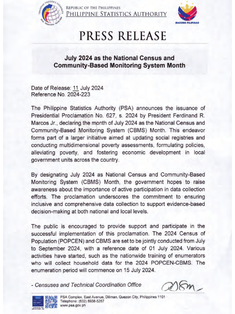 PR July 2024 National Census and Community Based Monitoring System ...