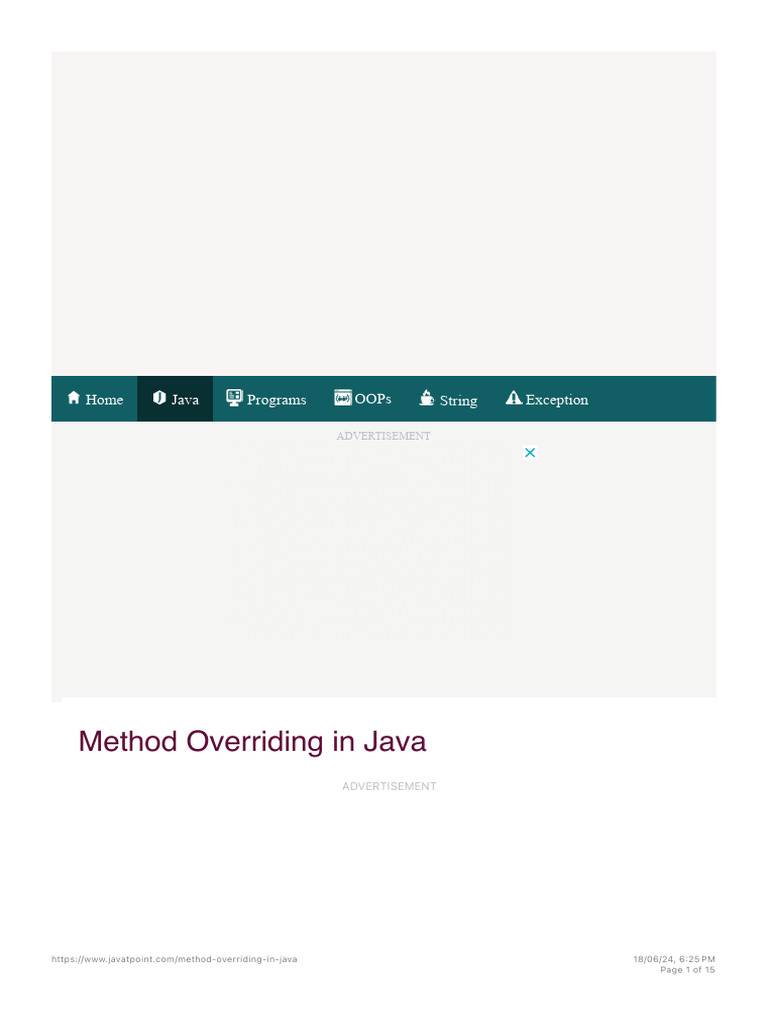 1.method Overriding in Java - Javatpoint | PDF | Inheritance (Object ...
