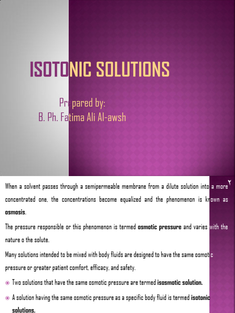 Making Isotonic Solutions Explained | PDF | Osmosis | Physical Chemistry