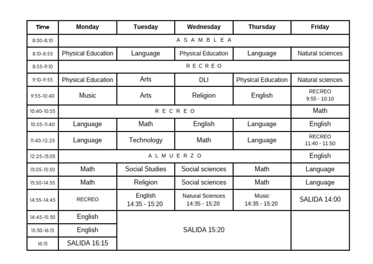 Class Schedule in Colorful Minimalist Style 7 | PDF