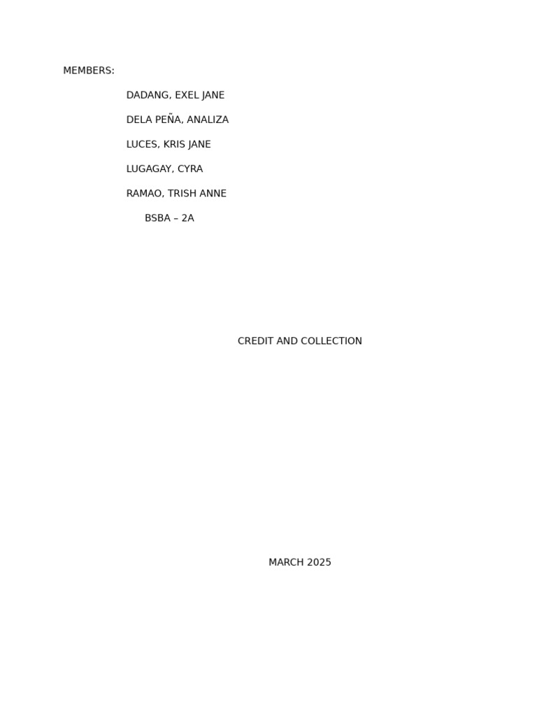 CREDIT AND COLLECTION | PDF | Credit Card | Customer Relationship ...