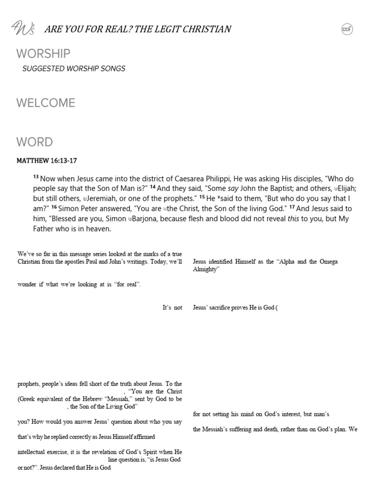 Marks of a Legit Christian Faith | PDF | Jesus | John The Baptist